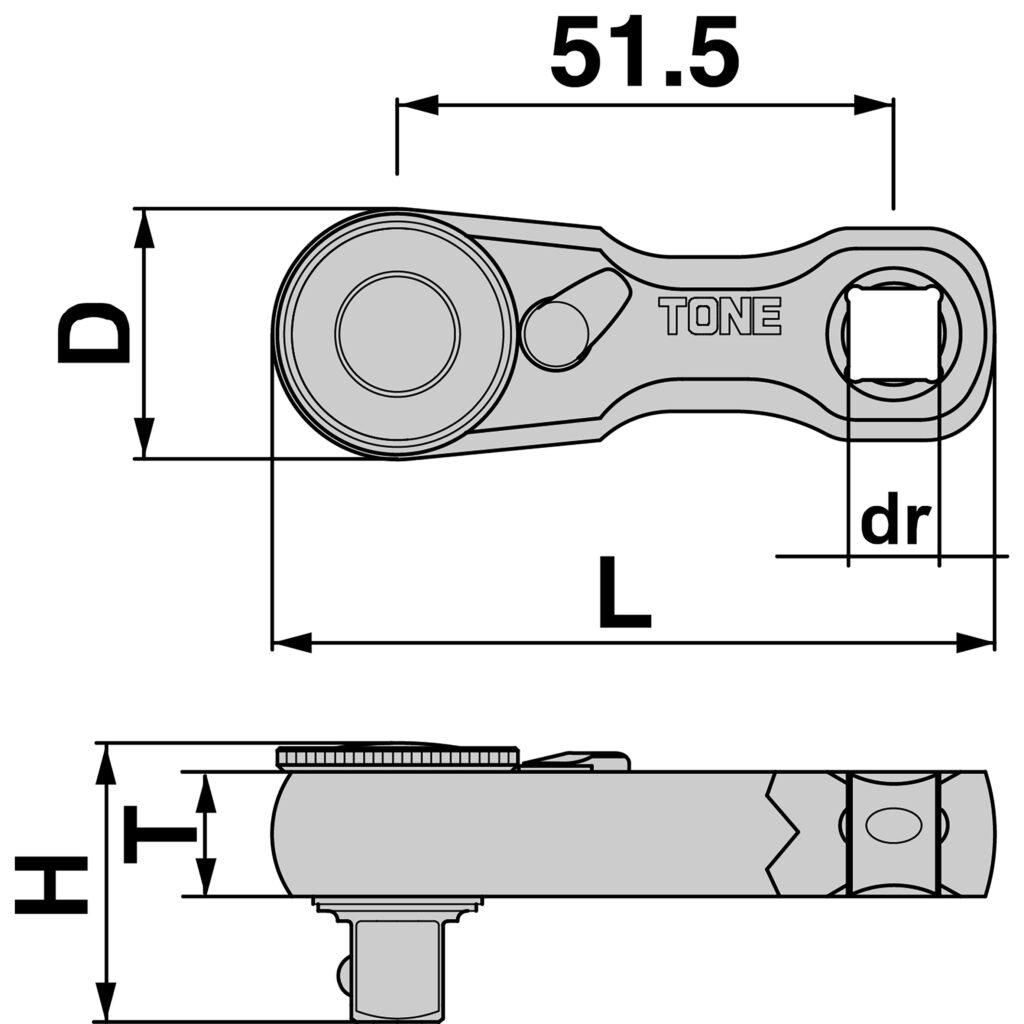 Tone RH3HSS3 Stubby ratchet handle 3/8″ drive Short Ratchet Handle ...